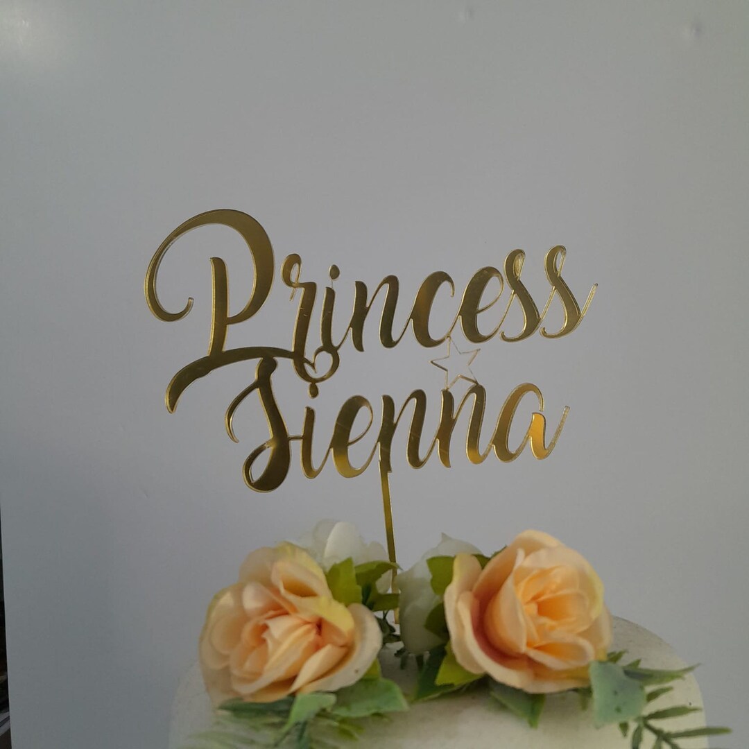 Personalized Name Princess Cake Topper, Birthday Acrylic Cake Topper ...