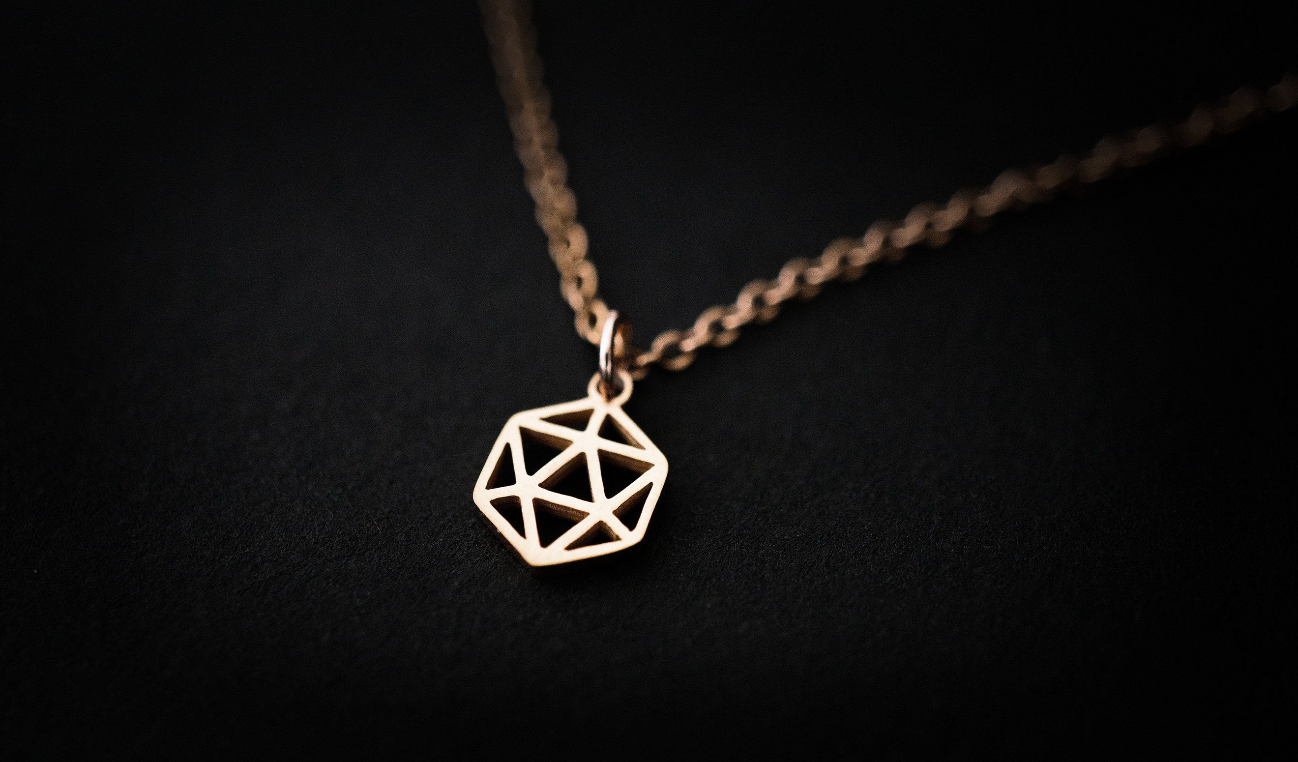 Geometric Dice Necklace D20 Necklace Polyhedral Dice Charm | Etsy