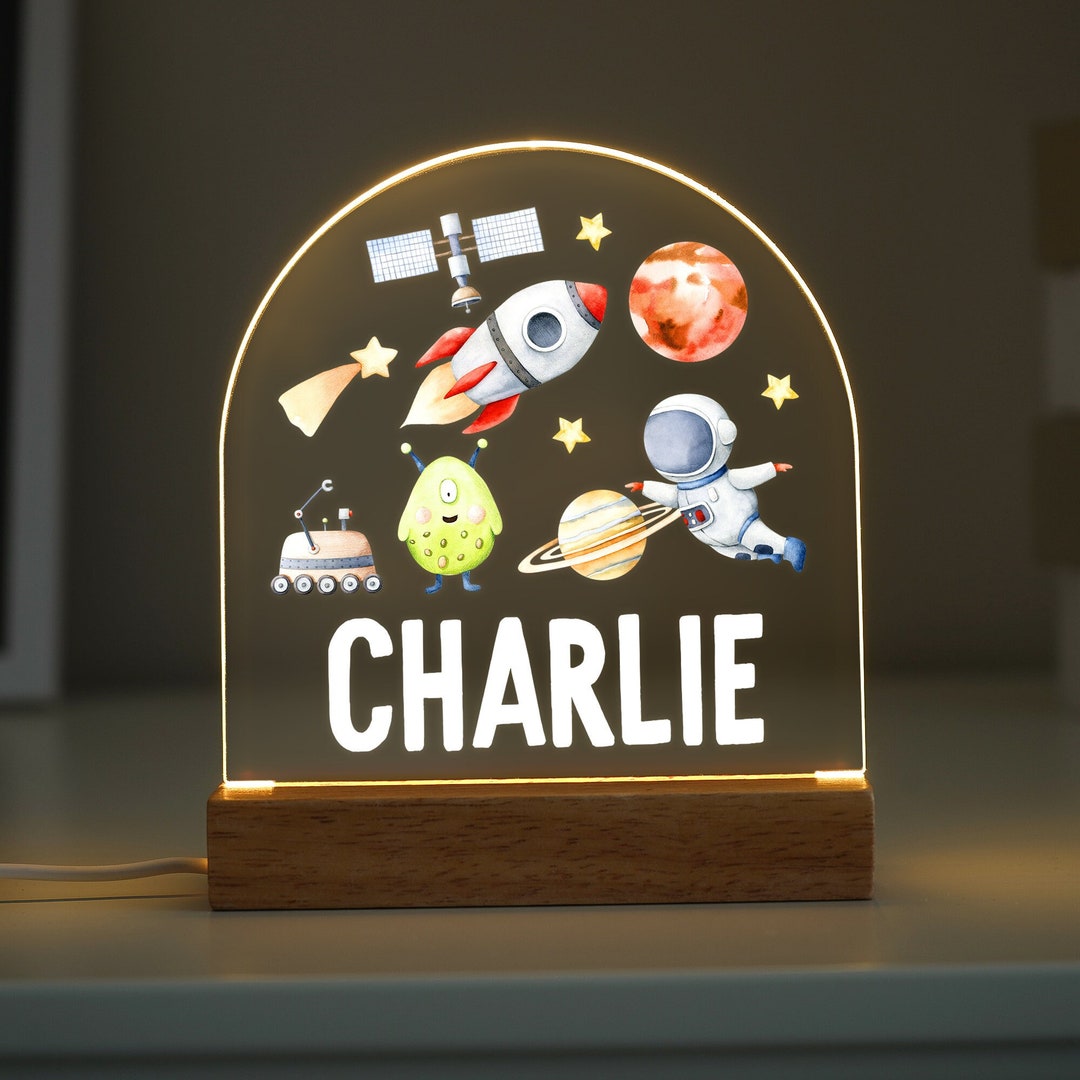 Personalised LED Space Lamp, Kids Night Light Gift, Space Stars Light ...