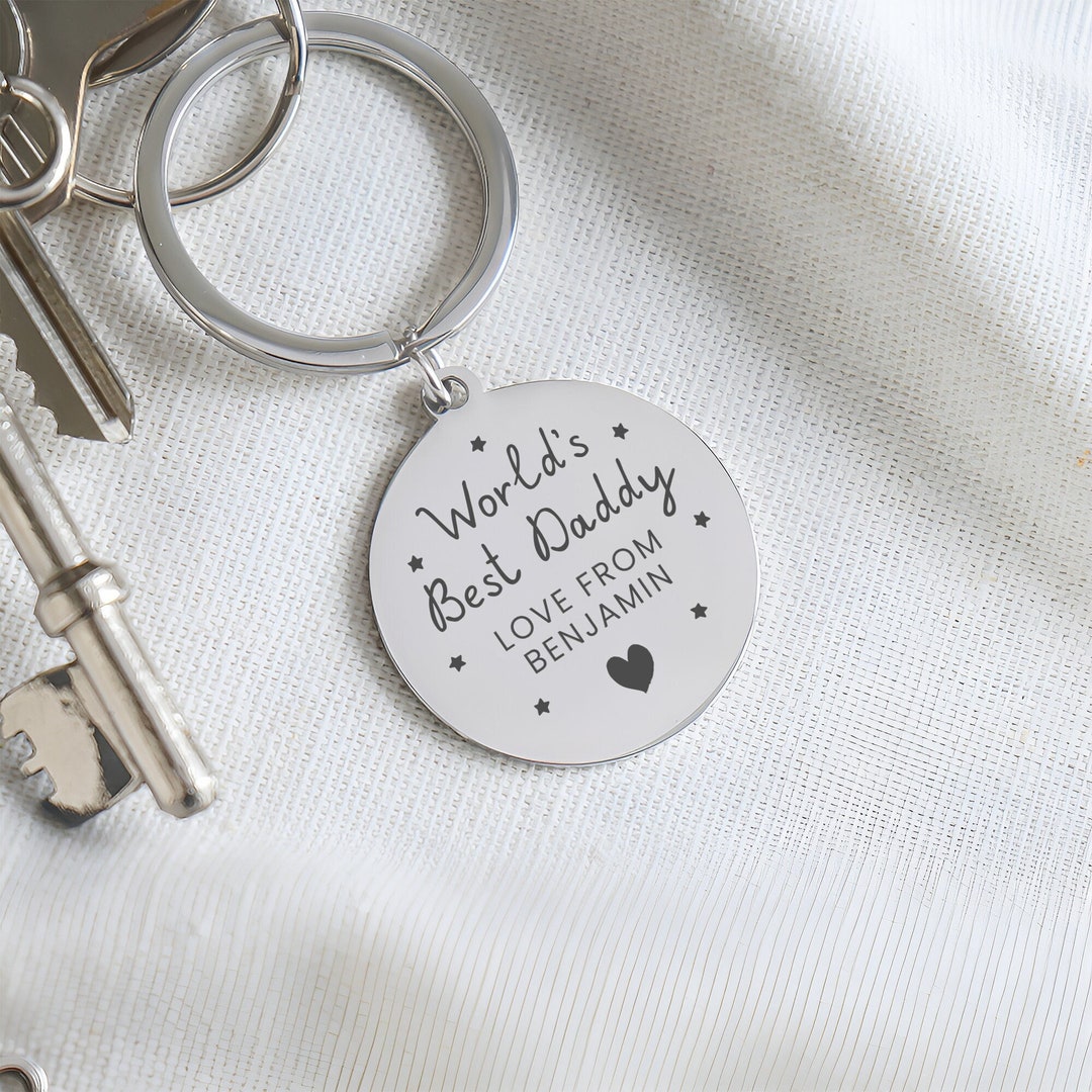 Personalised Engraved World's Best Dad Keyring, Father's Day Keyring ...