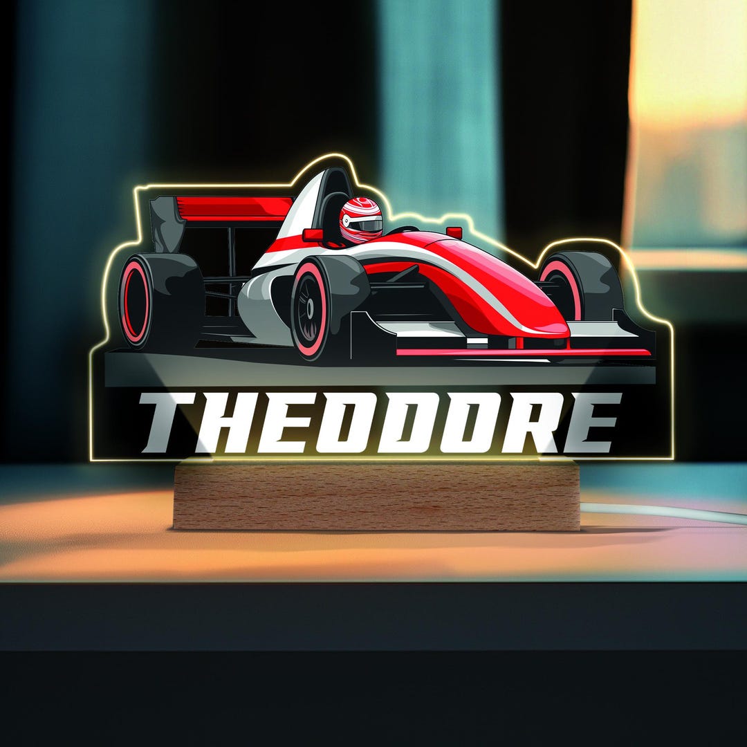 Personalised LED F1 Car Racing Light, Kids Night Light, Gaming Room ...