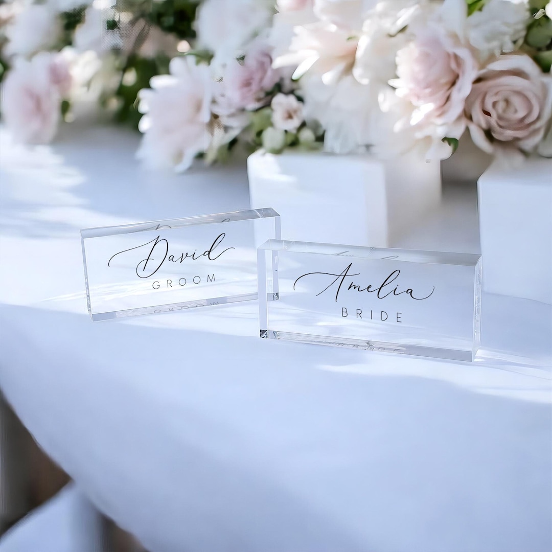 Personalised Wedding Table Place Names, Clear Acrylic Block Names ...