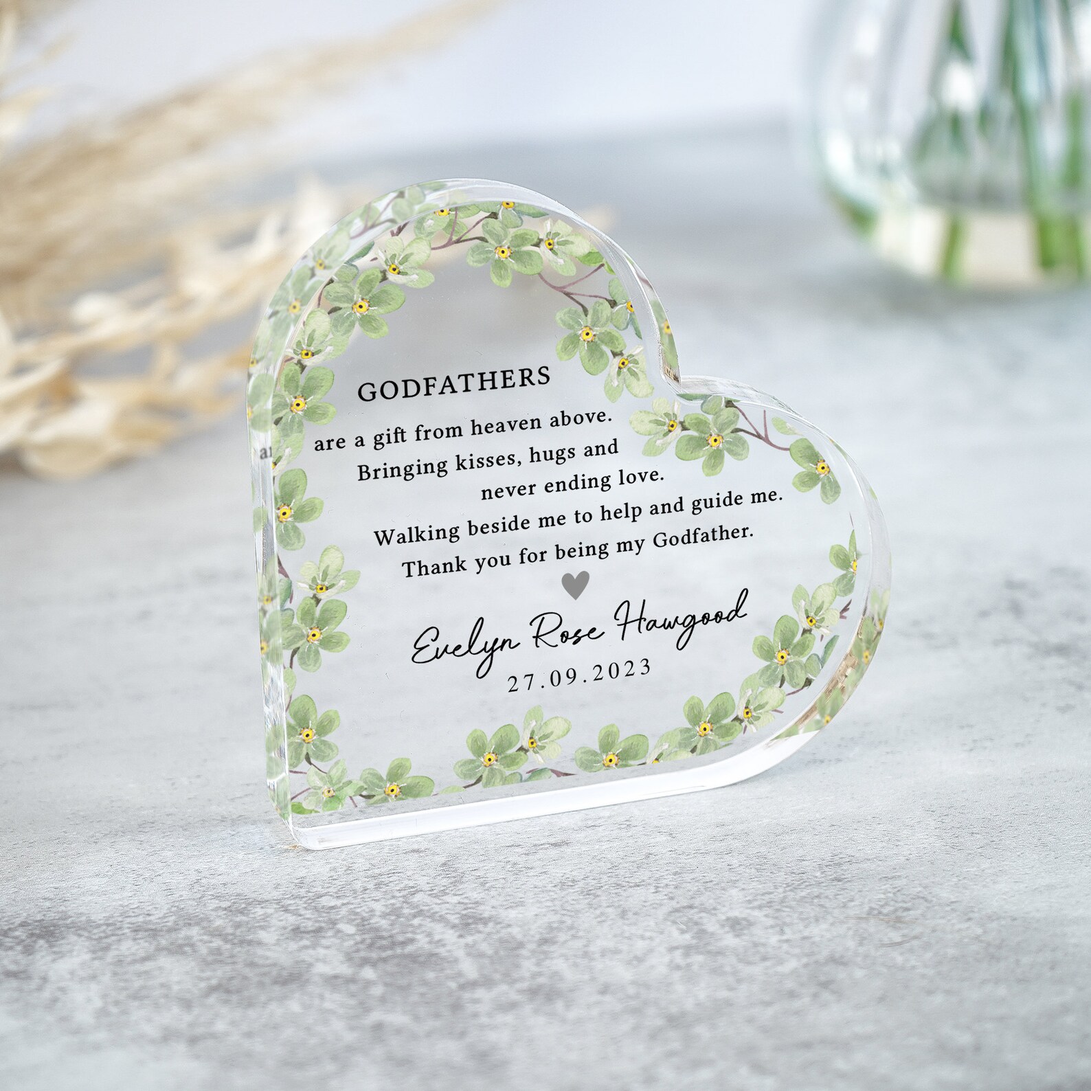 Personalised Godparents Gift, Godmother Plaque Frame, Godmother Gift ...