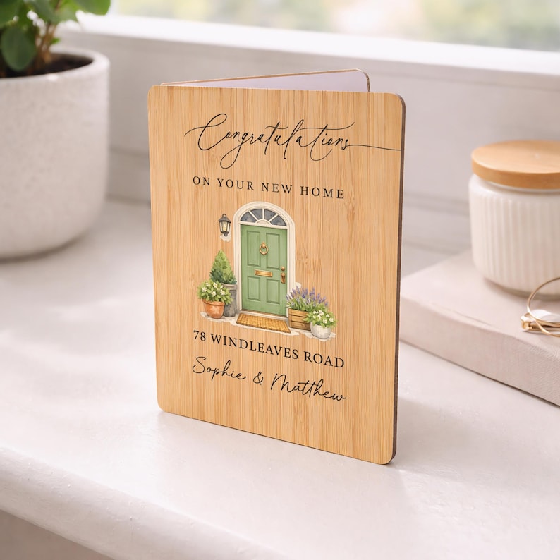 Personalised New Home Card, Road Name Keepsake Wooden Card, First Home ...