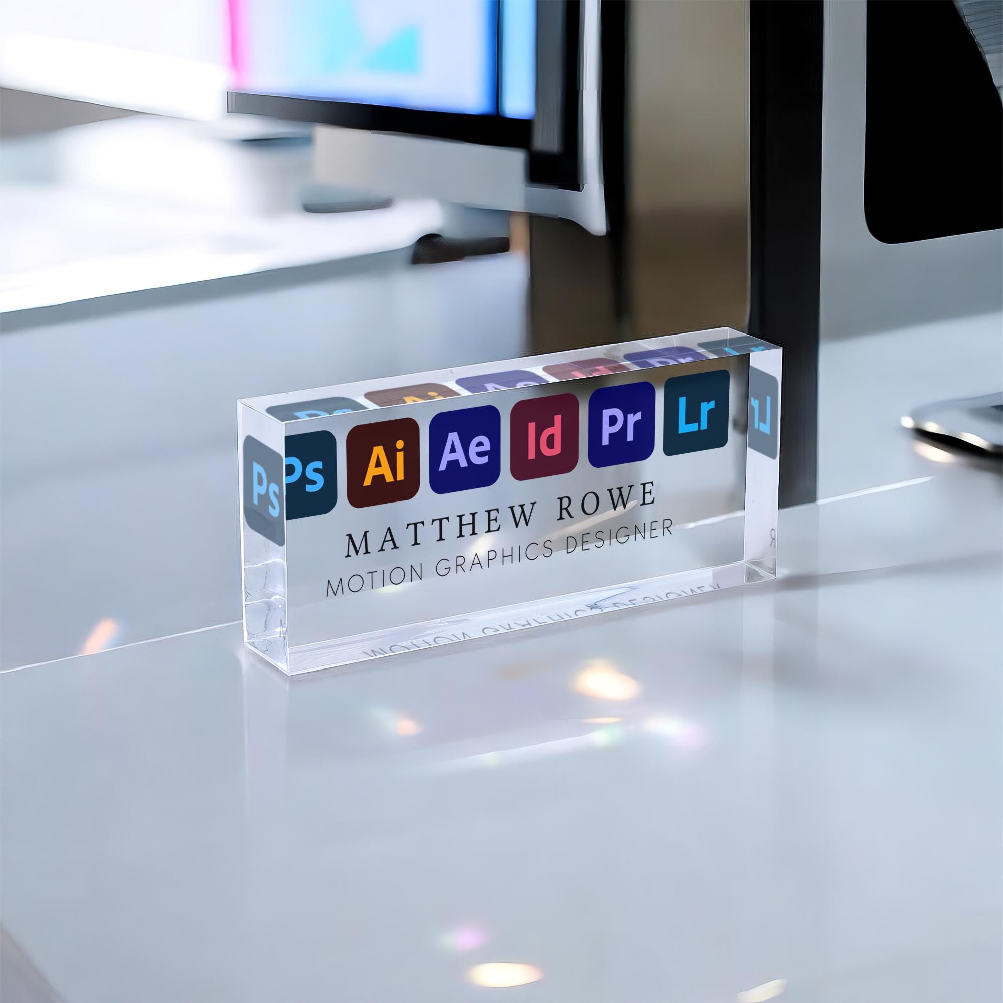 Personalised Graphic Designer Desk Name, Custom Desk Block, Office Logo ...