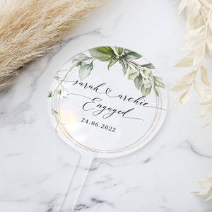 Personalised Engaged Cake Topper, Engagement Cake Topper, Special Date ...