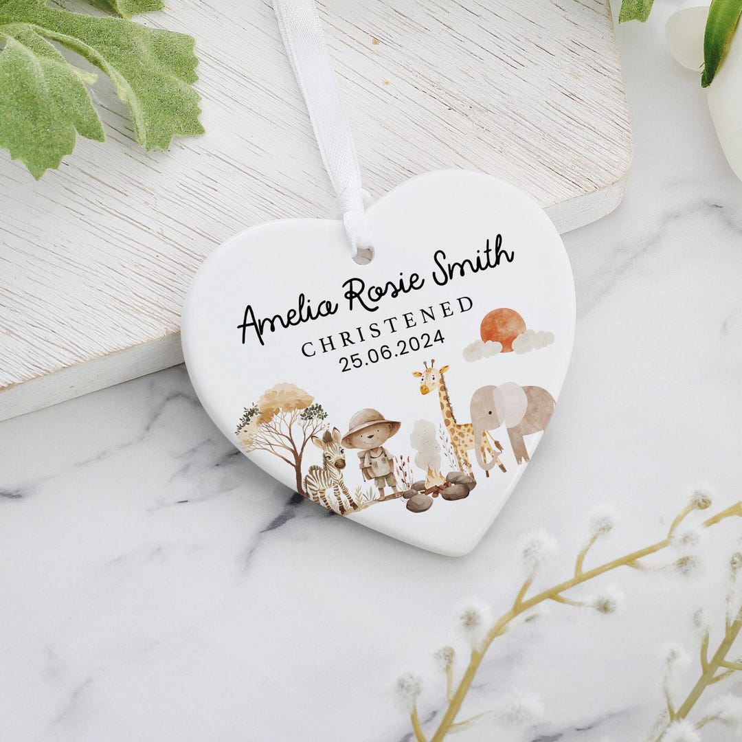 Personalised Christening Gift, Heart Ceramic Keepsake, New Baby Gift ...