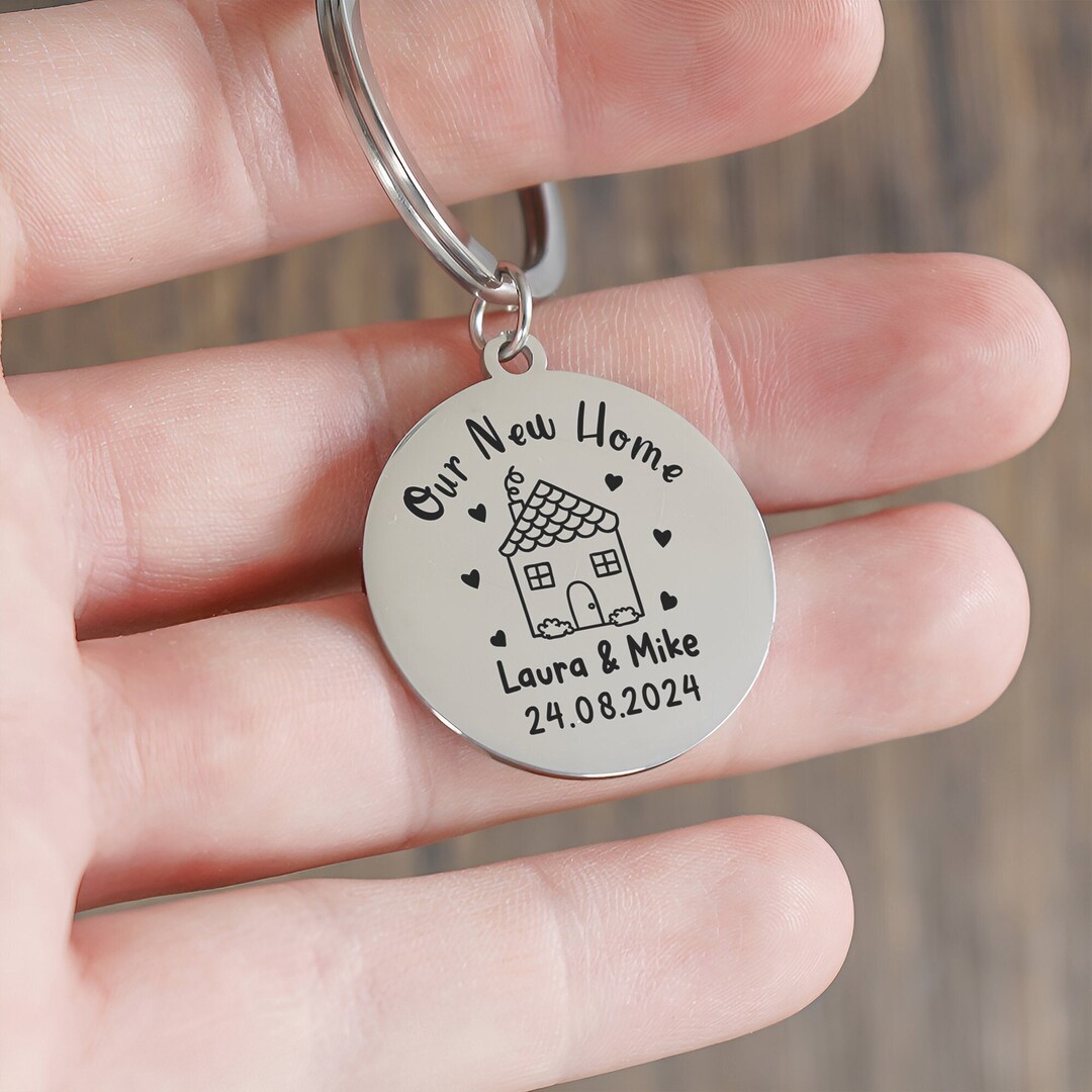 Personalised Engraved First Home Keyrings, New Home Keyrings, New House ...