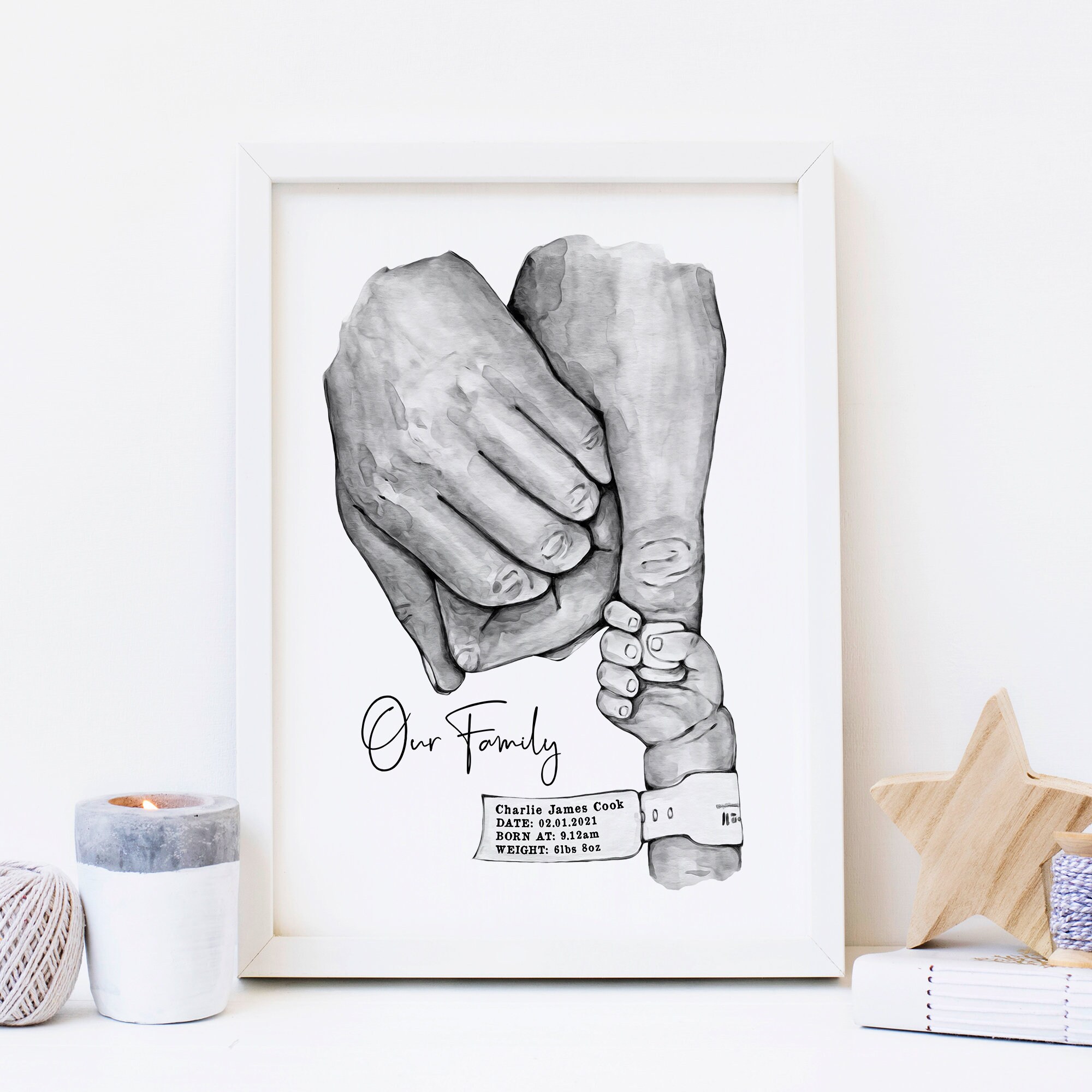 Personalised New Baby Print Our Family Print Family Hands - Etsy UK