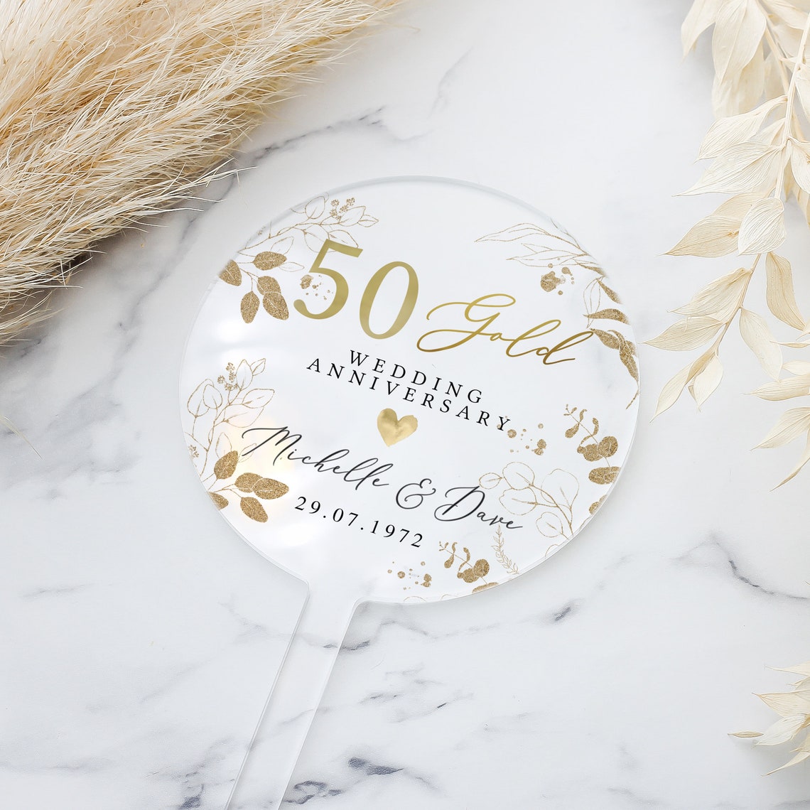 Personalised Anniversary Cake Topper Golden Anniversary Cake - Etsy