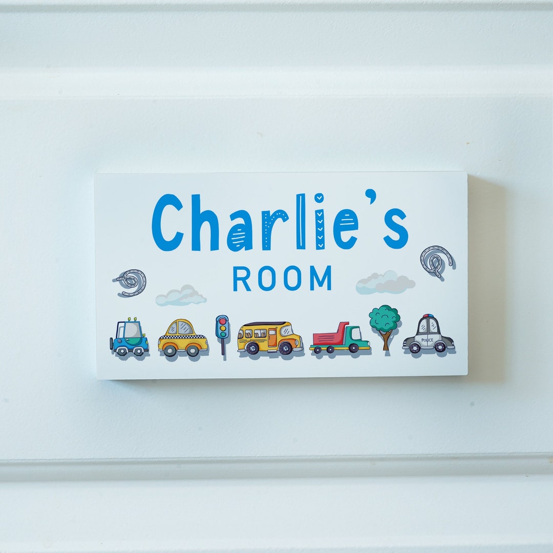 Personalised Car Door Sign, Kids Door Sign, Car Themed Door Sign, Baby ...