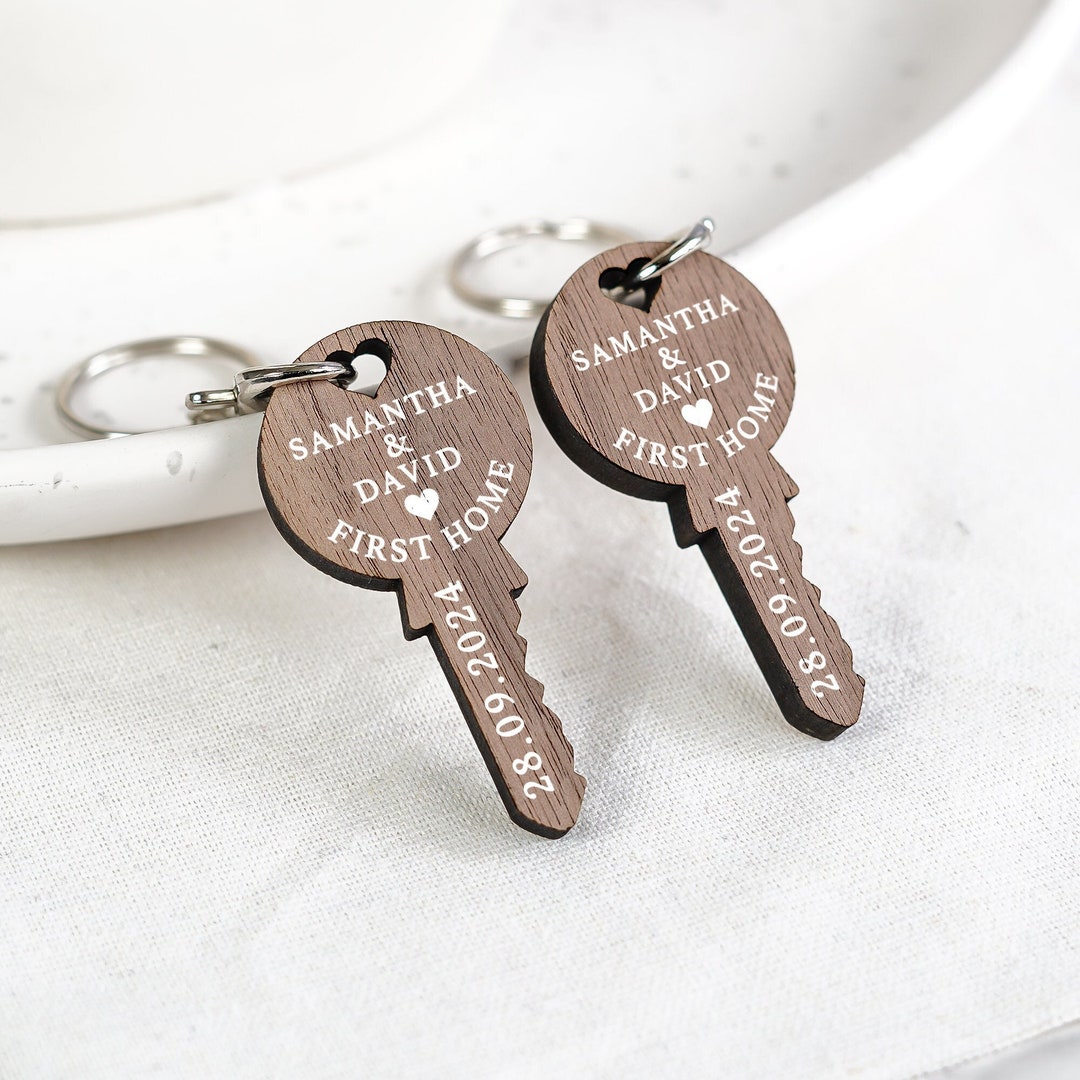 Personalised Key First Home Keyrings, New Home Keyrings, Key Shape ...