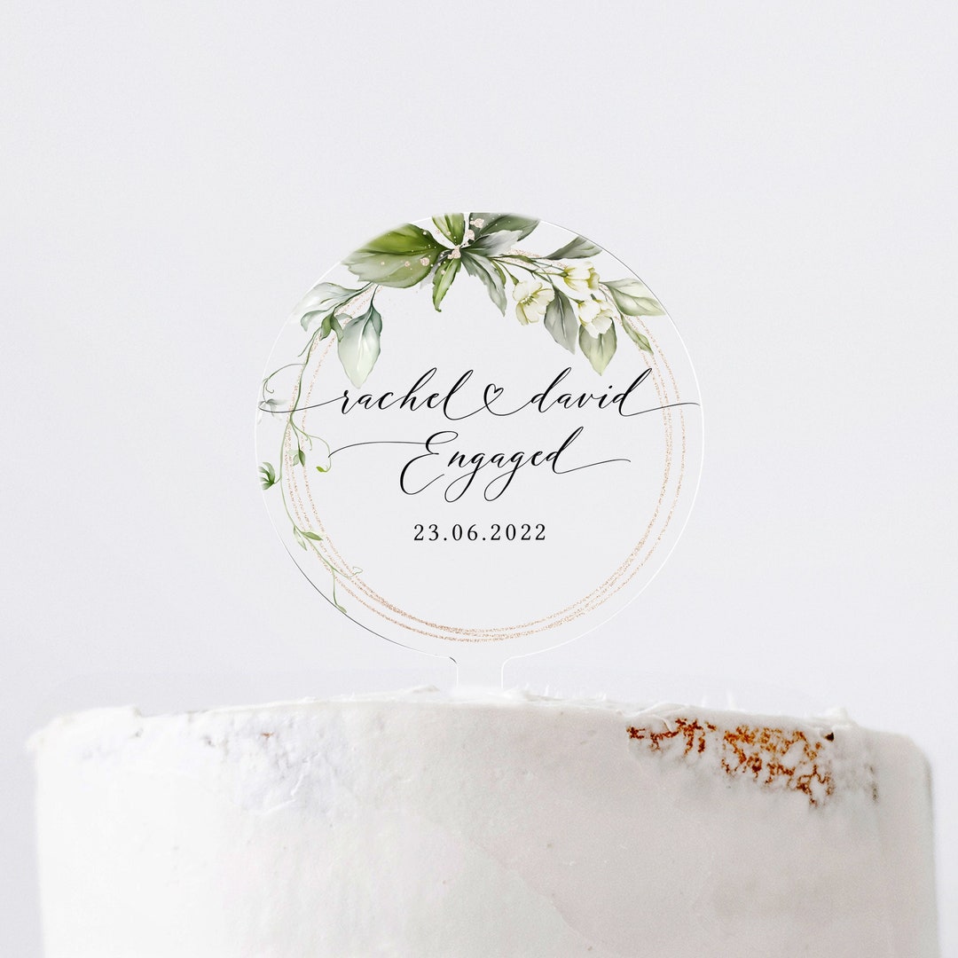 Personalised Engaged Cake Topper, Engagement Cake Topper, Special Date ...