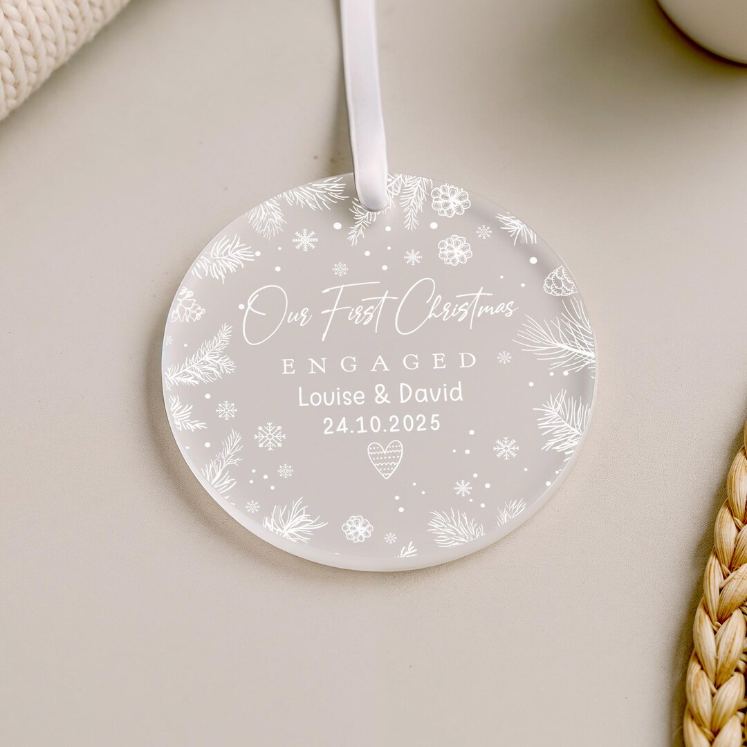 Personalised First Christmas Engaged Decoration Gift, 1st Christmas ...