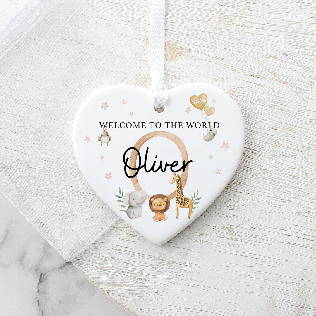 Personalised Welcome to the World Heart Ceramic, New Baby Gift, Newborn ...