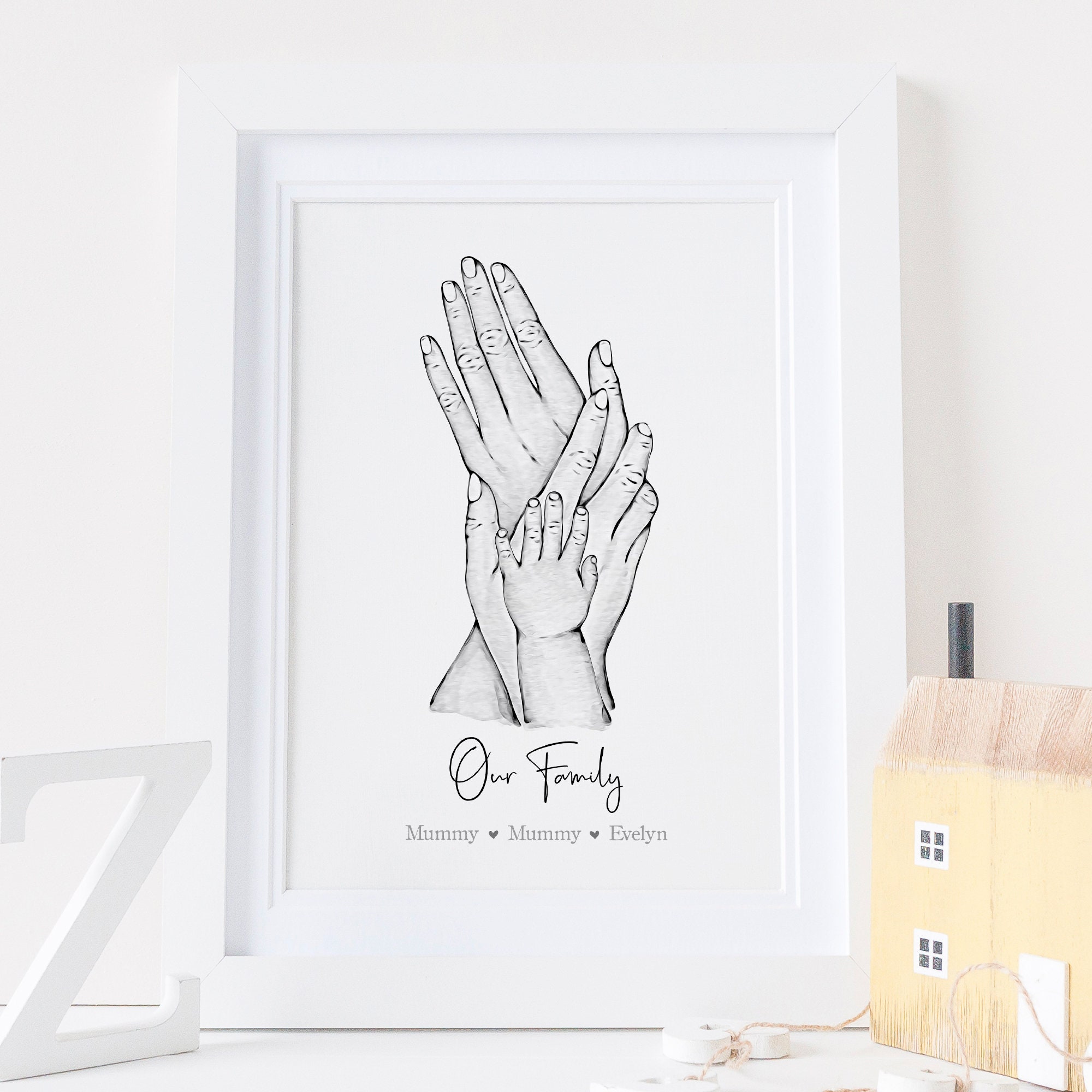 Personalised Family Of 3 Print Mummy & Mummy Family Print | Etsy