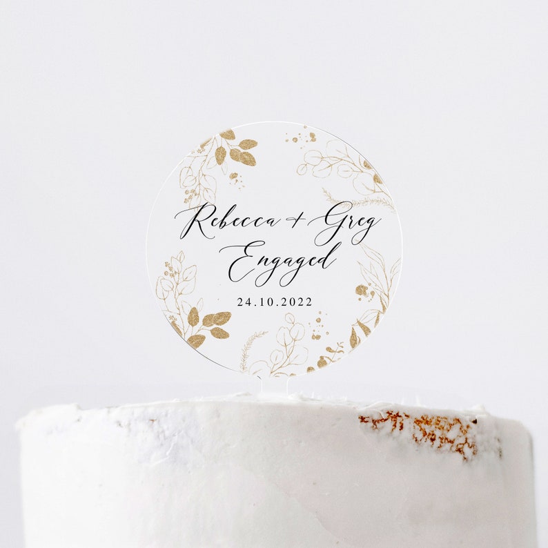 Personalised Engagement Cake Topper, Engaged Cake Topper, Special Date ...