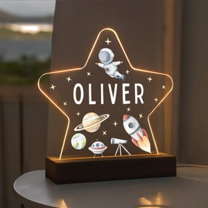 Personalised LED Space Star Lamp, Kids Night Light Gift, Baby Night ...