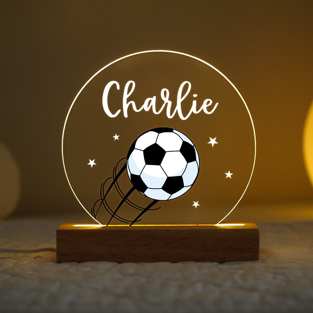 Personalised LED Football Lamp, Football Night Light Gift, Football ...