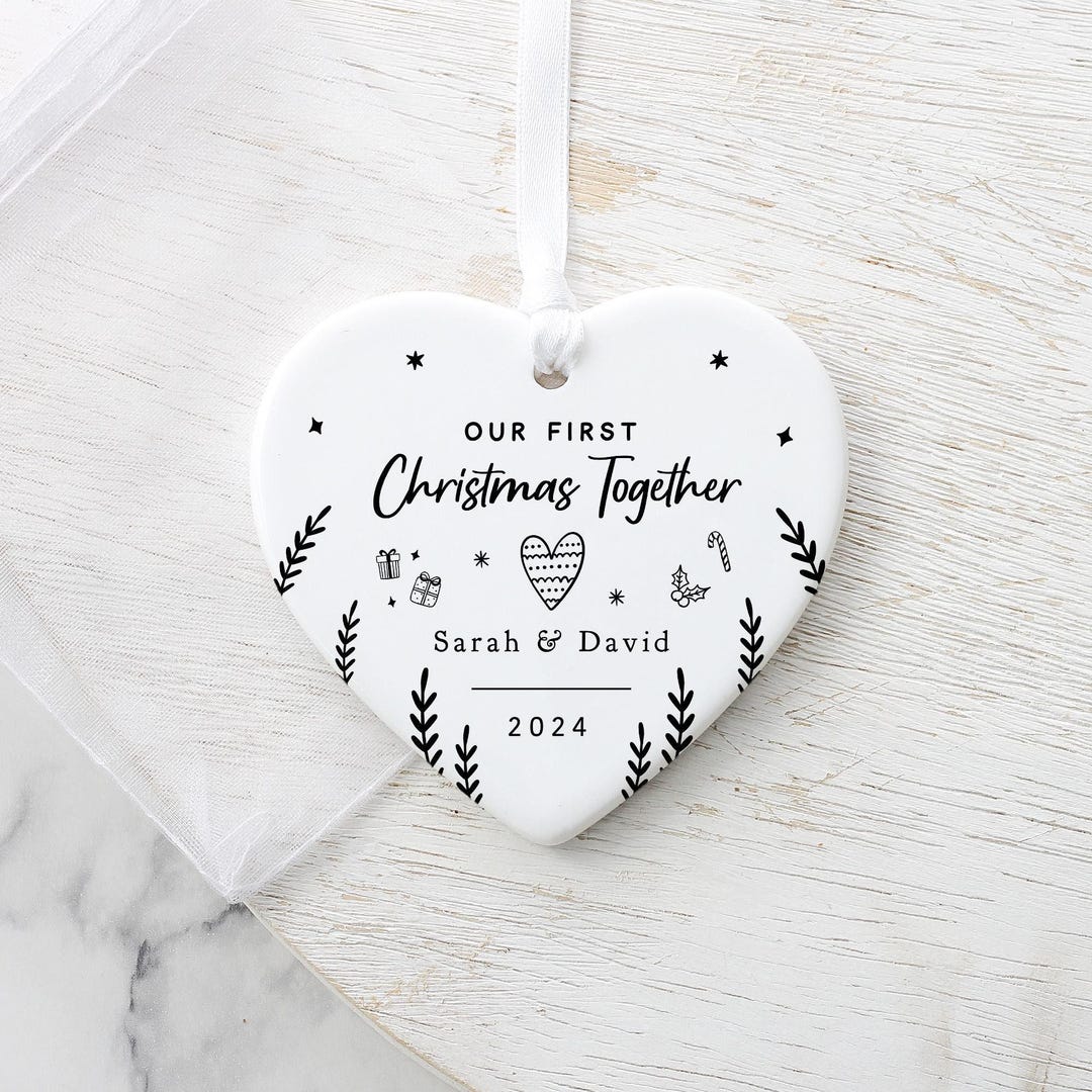 Personalised First Christmas Together Heart Decoration, Ornament ...