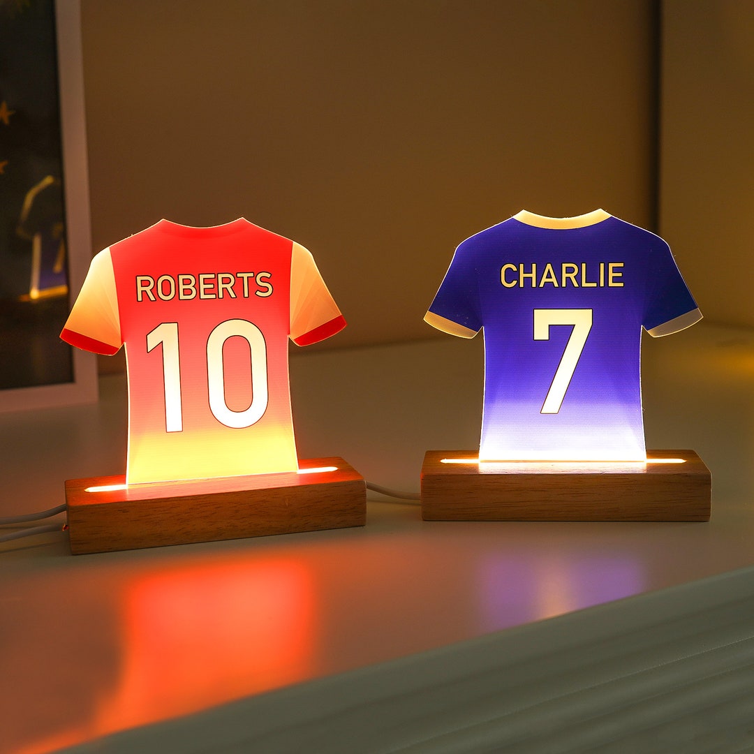 Personalised LED Football Shirt Lamp, Football Night Light Gift, Baby ...