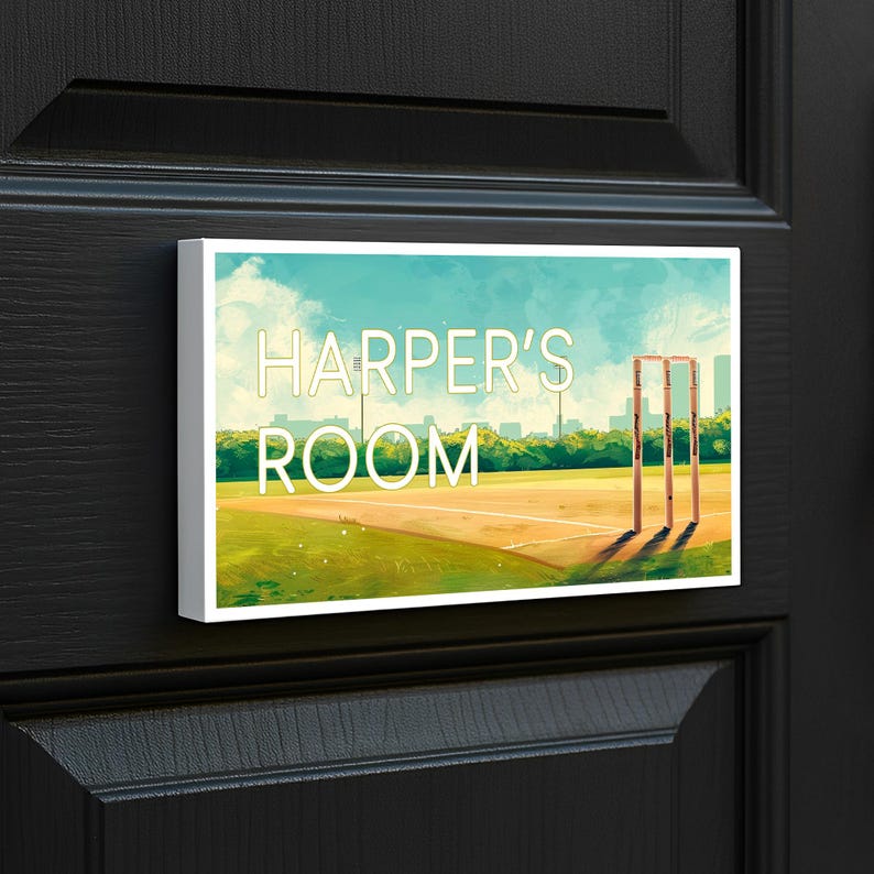 Personalised Kids Cricket Door Sign, Cricket Themed Gift for Him/her - Etsy