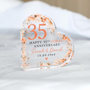 Personalised Coral 35th Anniversary Gift, Coral Anniversary Plaque ...