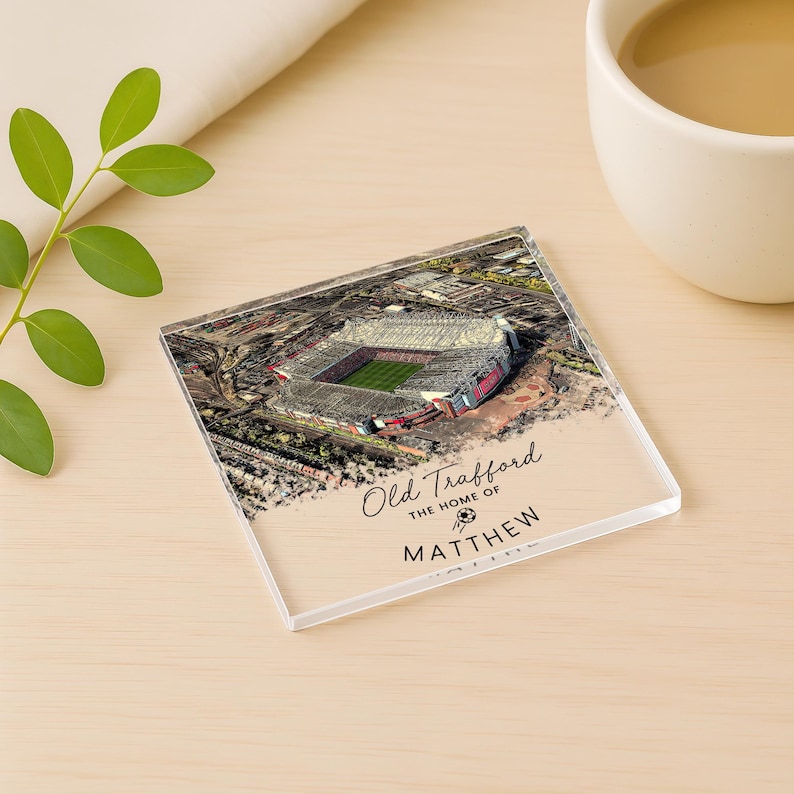 Personalised Manchester United Football Coaster, Old Trafford Stadium ...