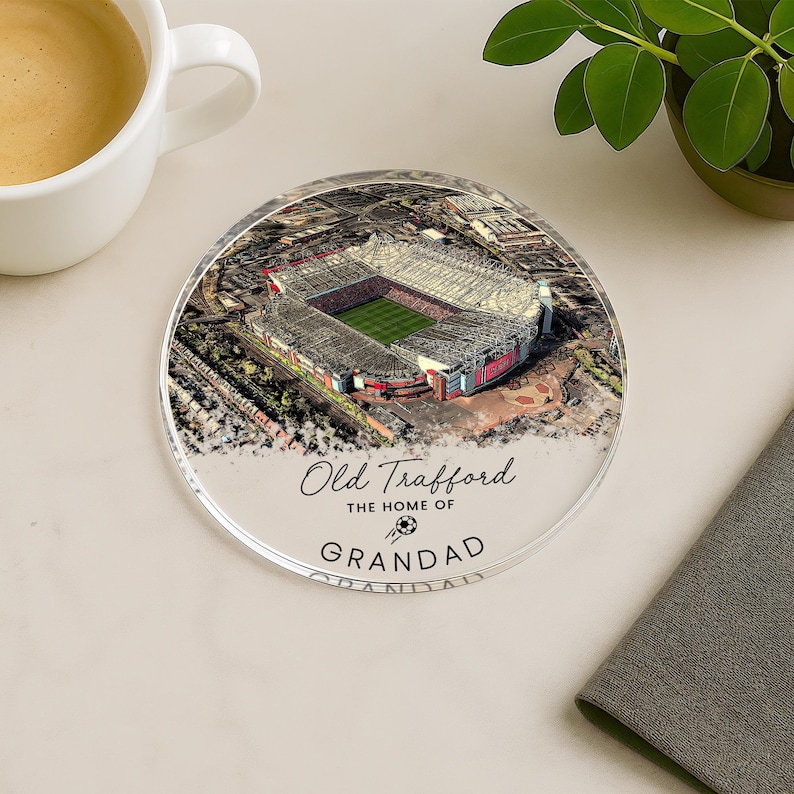 Personalised Manchester United Football Coaster, Old Trafford Stadium ...