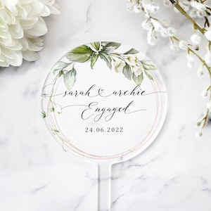 Personalised Engaged Cake Topper, Engagement Cake Topper, Special Date ...