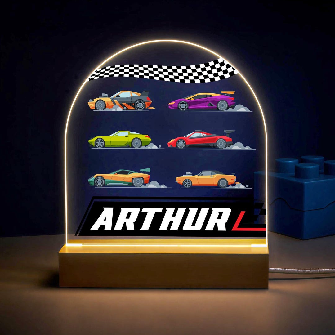 Personalised LED Racing Light, Kids Night Light, Car Room Lamp, Car ...
