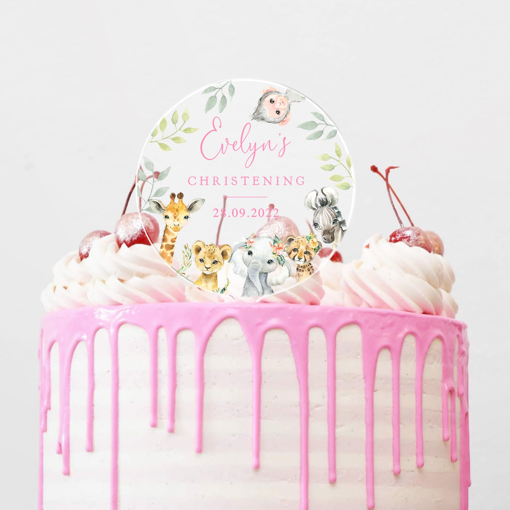 Christening Cake Topper Baptism Cake Topper Kids Animal Cake - Etsy UK