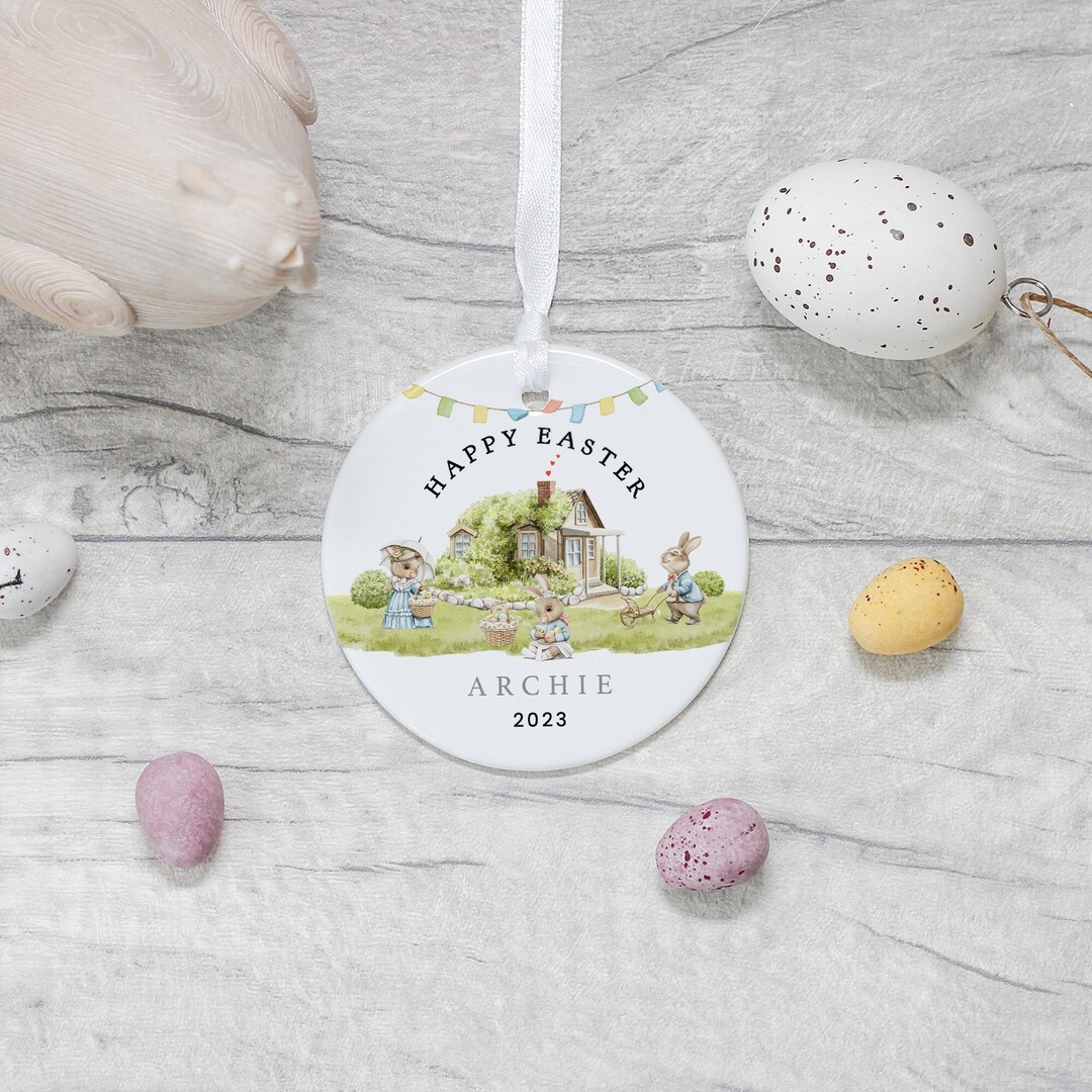 Personalised Happy Easter Gift, Baby Easter Ornament, 1st Easter ...
