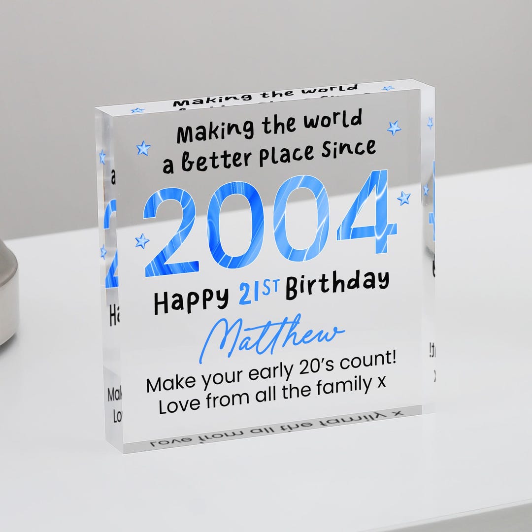 Personalised Happy 21st Birthday Gift for Him, 2004 Birthday Gift, 21st ...