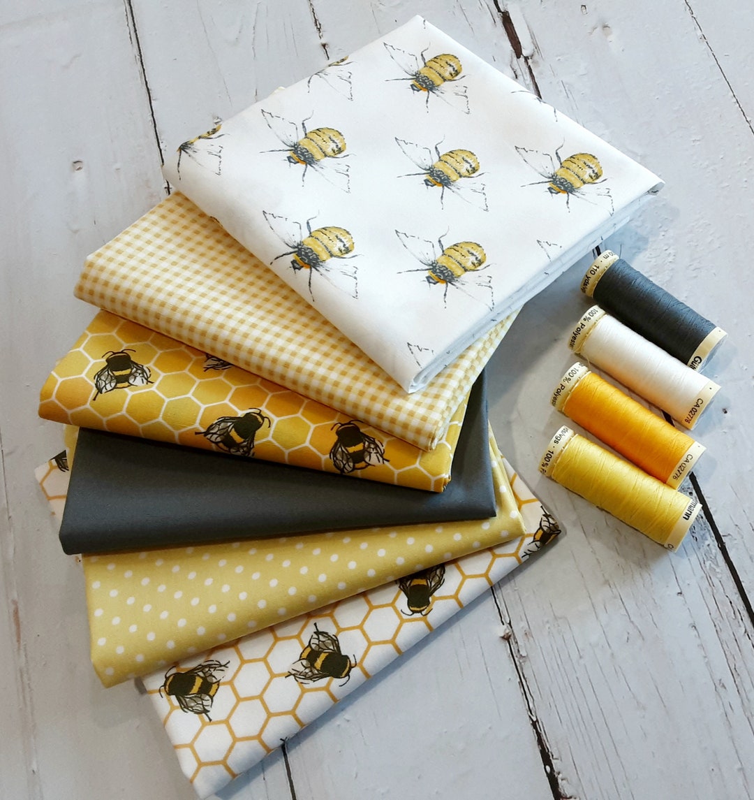 Bees Bumble Bees & Honeycomb 100% Cotton Poplin Fabric. Bee Fabric ...
