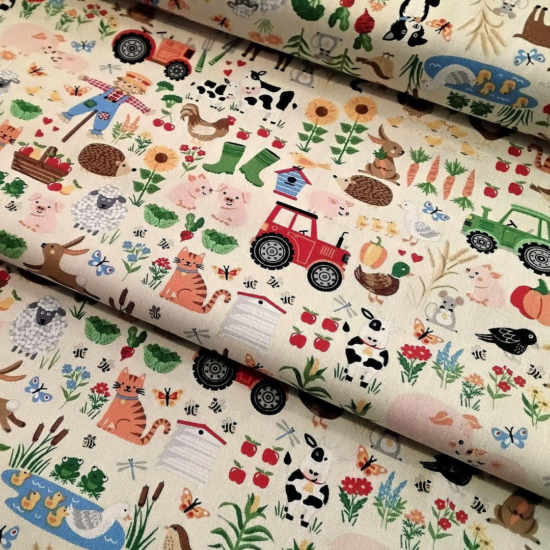 Farmyard Fabric 100% Premium Cotton Fabric by Makower 112cm Wide Fun on ...