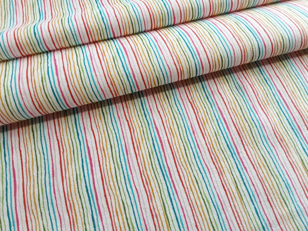 Striped 100% Premium Cotton Fabric by Makower 112cm Wide Wool String ...