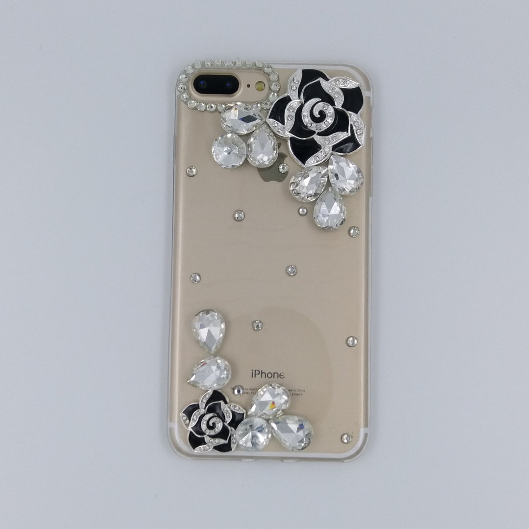 Bling Rhinestone Crystals Diamond Flower Clear Case for iPhone 6 7 8 ...