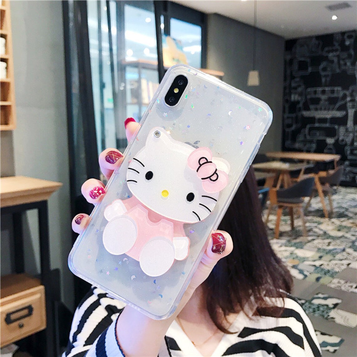 Glitter Cute Cartoon Cat Mirror Resin Clear Case for Iphone 6 - Etsy