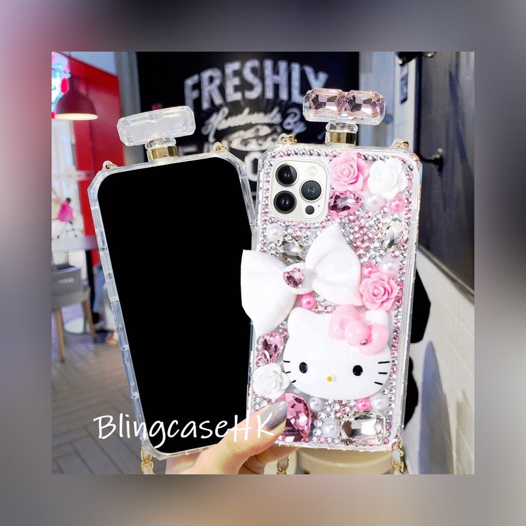 Crossbody Long Chain Rhinestone Perfume Bottle Clear Case for iPhone 7 ...