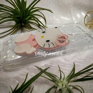 Glitter Cute Cartoon Cat Mirror Resin Clear Case for iPhone 6 7 8 Plus ...