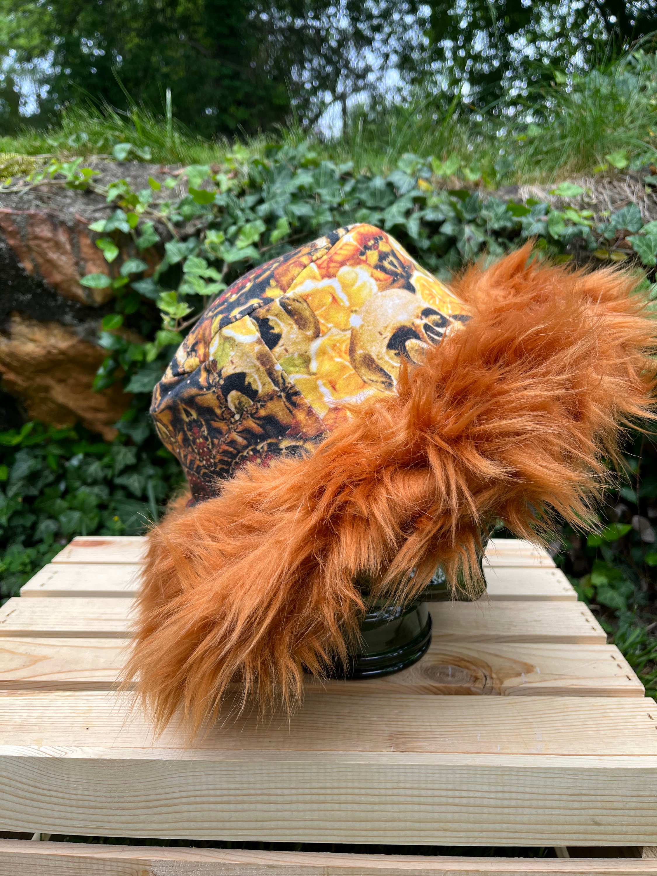 Orange Reversible Fluff Hat Festival Hat Fluffy Hat Faux - Etsy