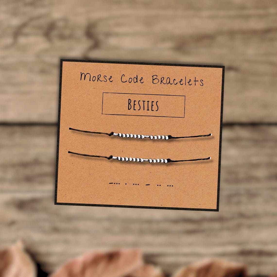 Morse Code Bestie Bracelet Set: 2 Adjustable Rope String Tie Bracelets ...