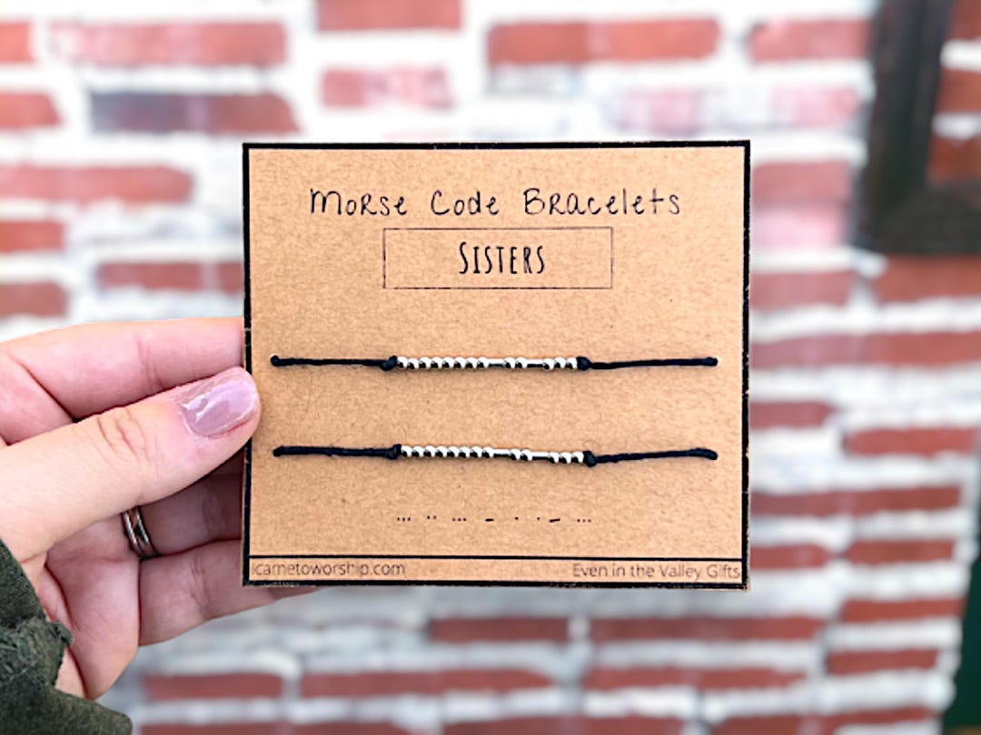 Morse Code Sisters Bracelets Set of 2: Adjustable Rope String Tie ...
