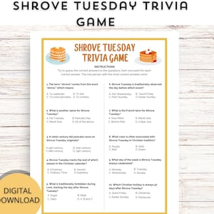 Shrove Tuesday Trivia Game, Pancake Day Quiz, Printable Pancake Day ...