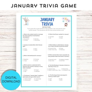 Printable January Trivia Game, Snow Day Activity, Winter Trivia Game ...