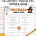 Halloween Would You Rather Printable Game, This or That Halloween Game ...
