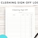 Cleaning Sign off Printable, Cleaning Printable Sign off Sheet ...