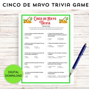 Cinco De Mayo Trivia Game, Multiple Choice Trivia, Cinco De Mayo Party ...