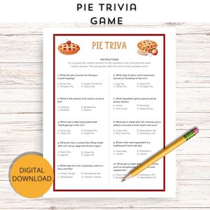 Pie Trivia Game, Dessert Party Trivia Game, Sweets Trivia Game ...